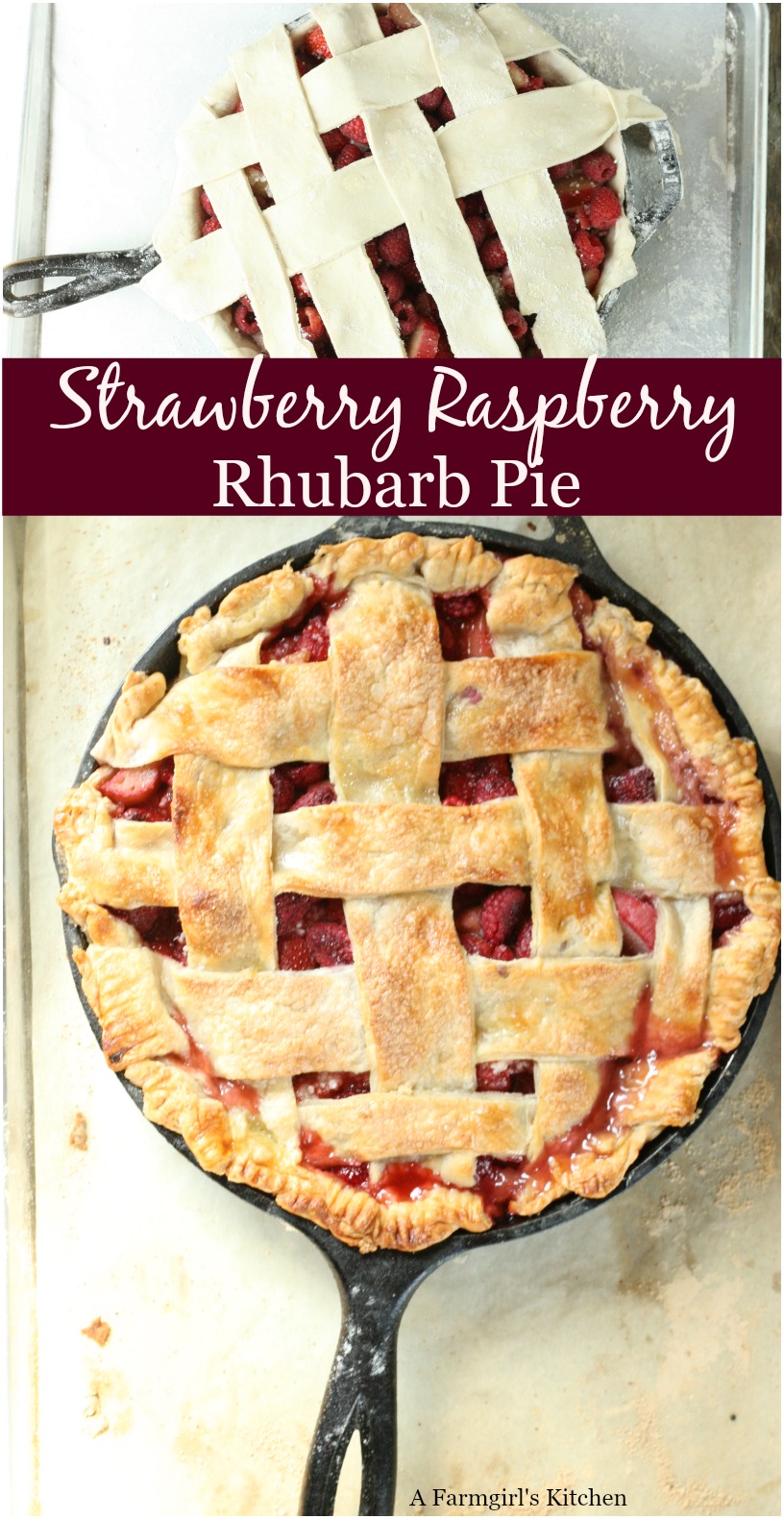 Easy Strawberry Raspberry Rhubarb Pie | A Farmgirl's Kitchen