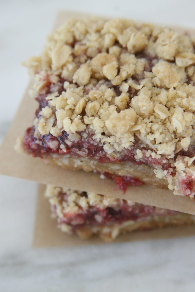 Raspberry Oatmeal Bars (Simple to make!) | A Farmgirl's Kitchen