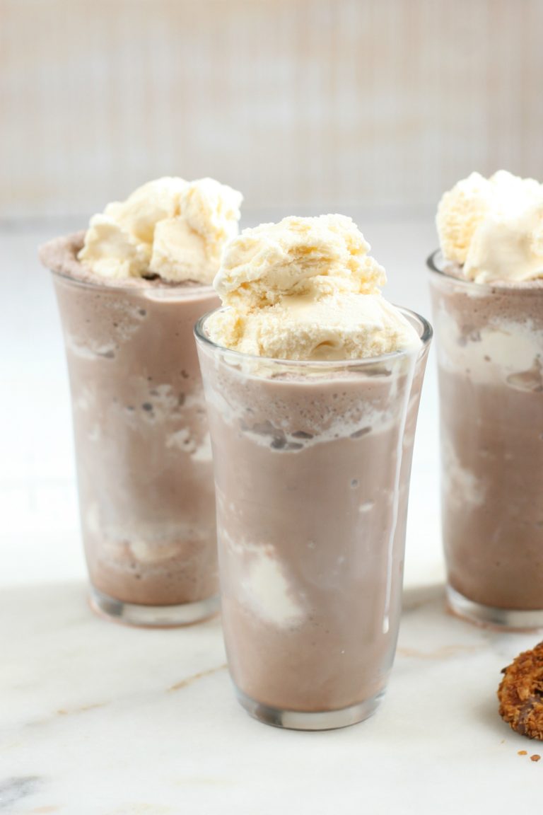 Easy Caramel Frozen Hot Chocolate | A Farmgirl's Kitchen