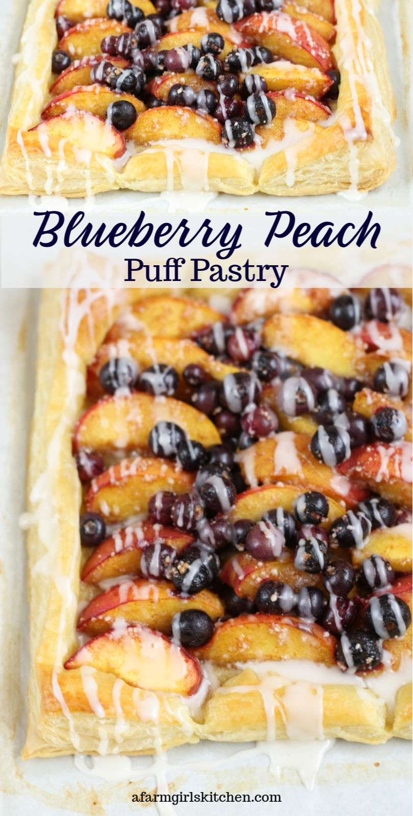 Easy Blueberry Peach Puff Pastry Tart | A Farmgirl's Kitchen