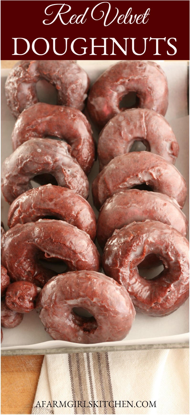 Easy Red Velvet Cake Doughnuts | A Farmgirl's Kitchen