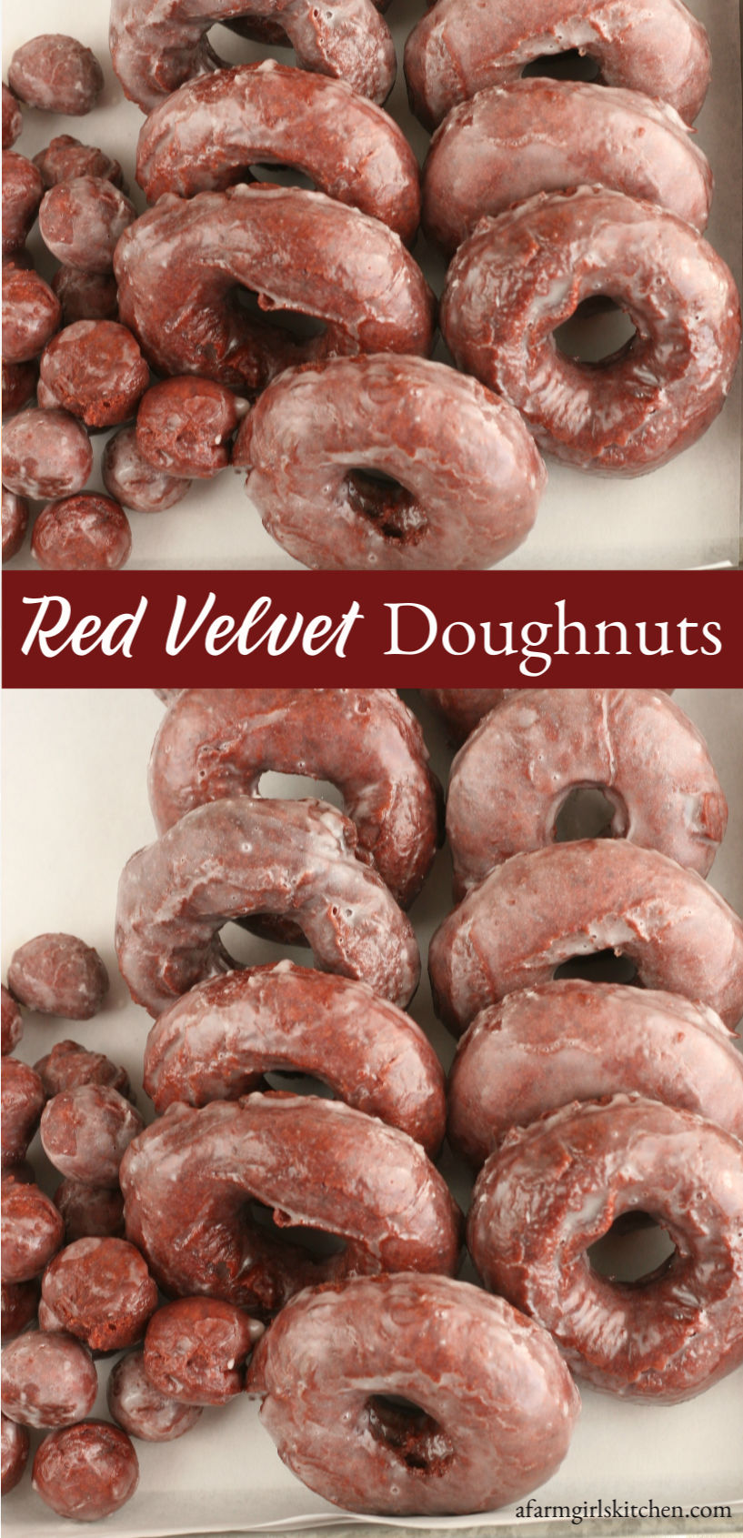 Easy Red Velvet Cake Doughnuts | A Farmgirl's Kitchen