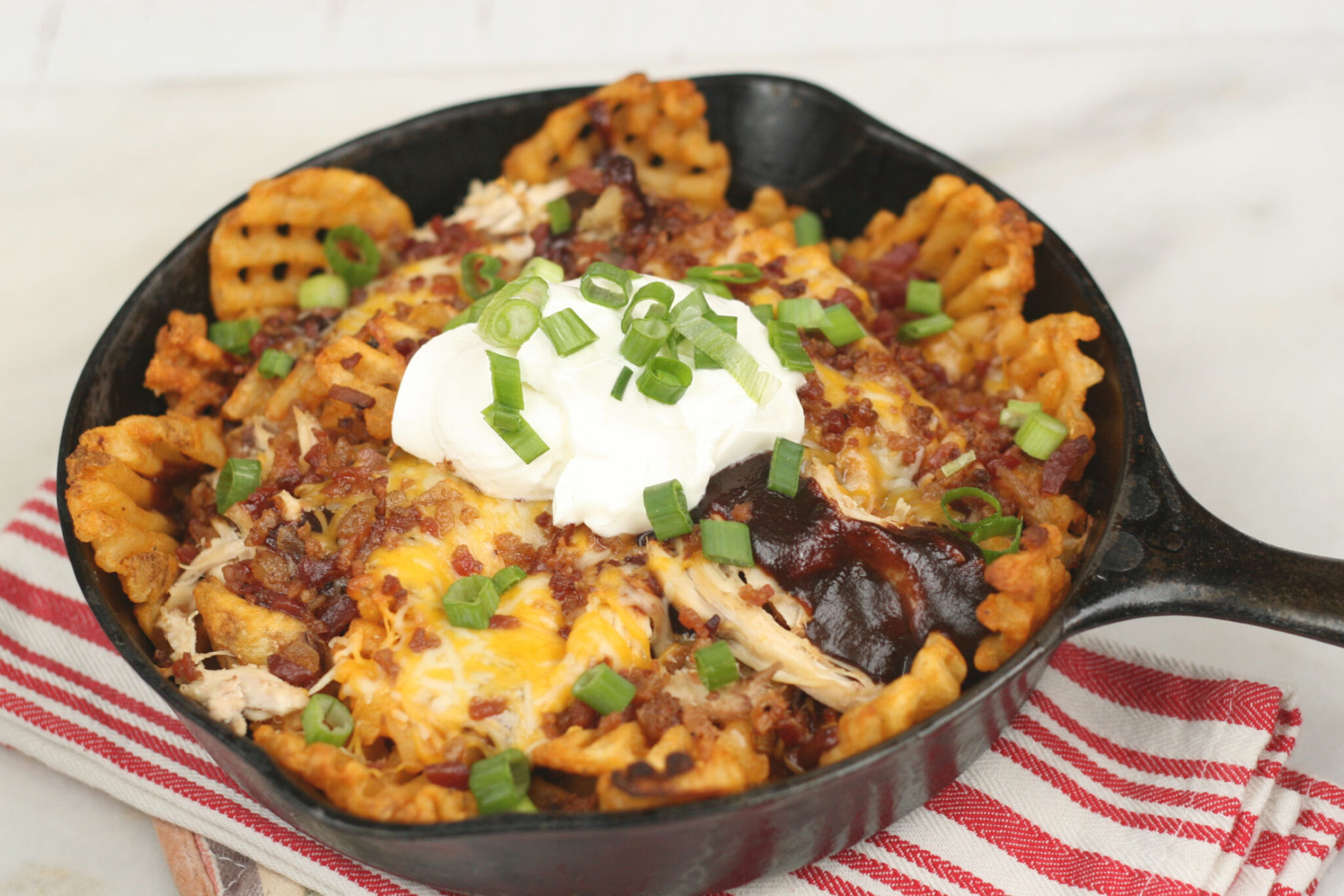 BBQ Chicken Loaded Fries | A Farmgirl's Kitchen