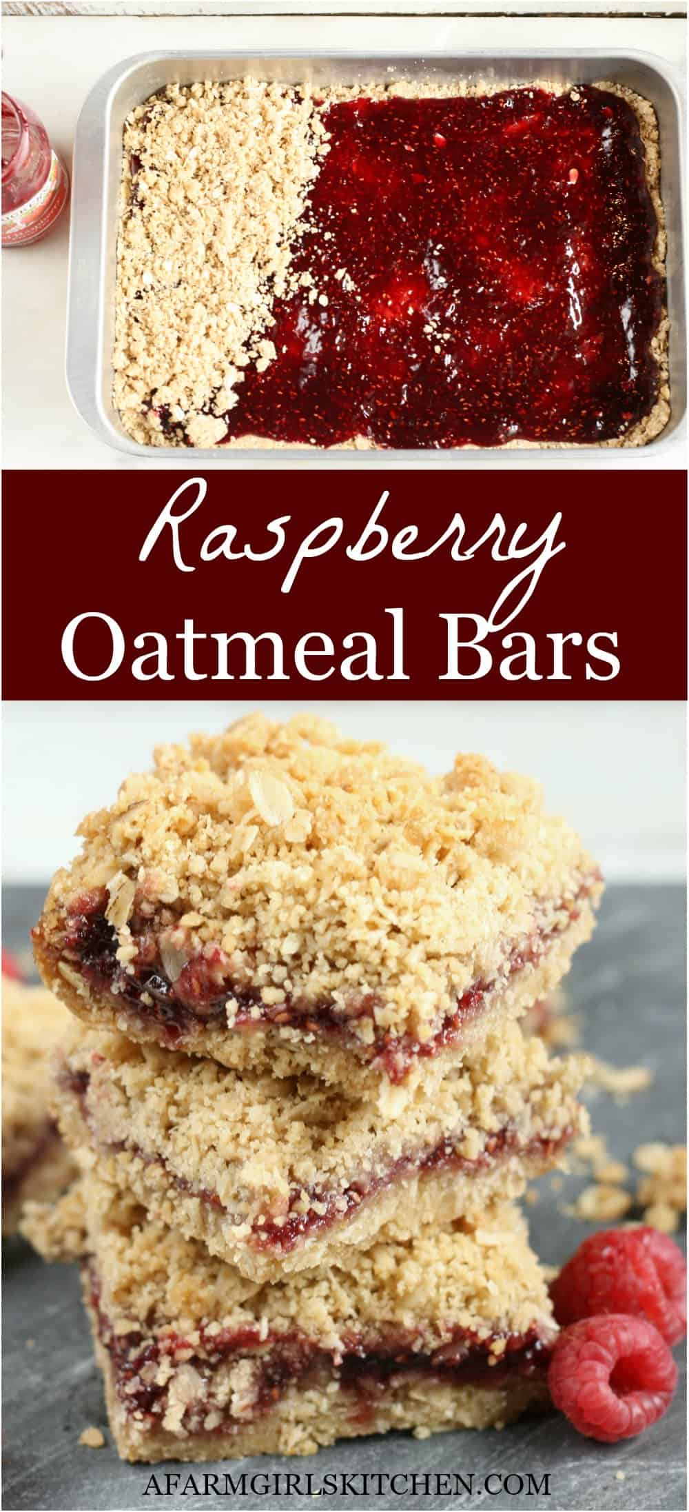 Raspberry Oatmeal Bars (Simple to make!) | A Farmgirl's Kitchen