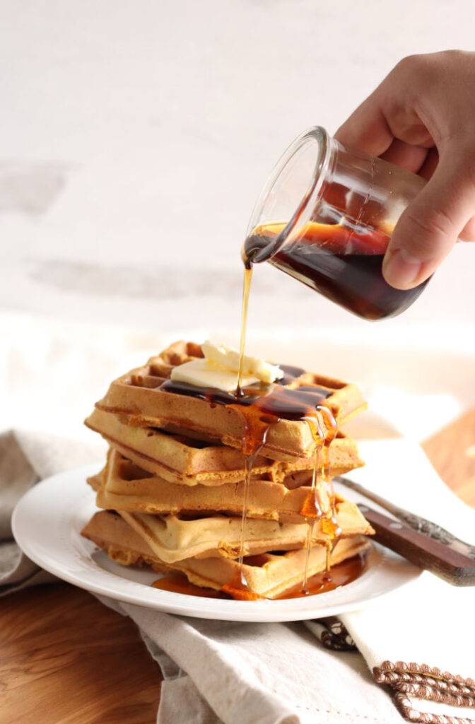 The BEST Homemade Pumpkin Waffles Recipe | A Farmgirl's Kitchen