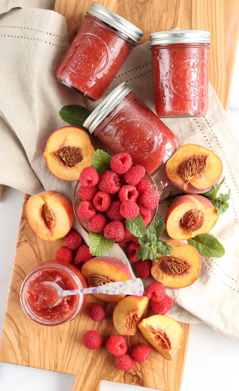 EASY Raspberry Peach Jam | A Farmgirl's Kitchen